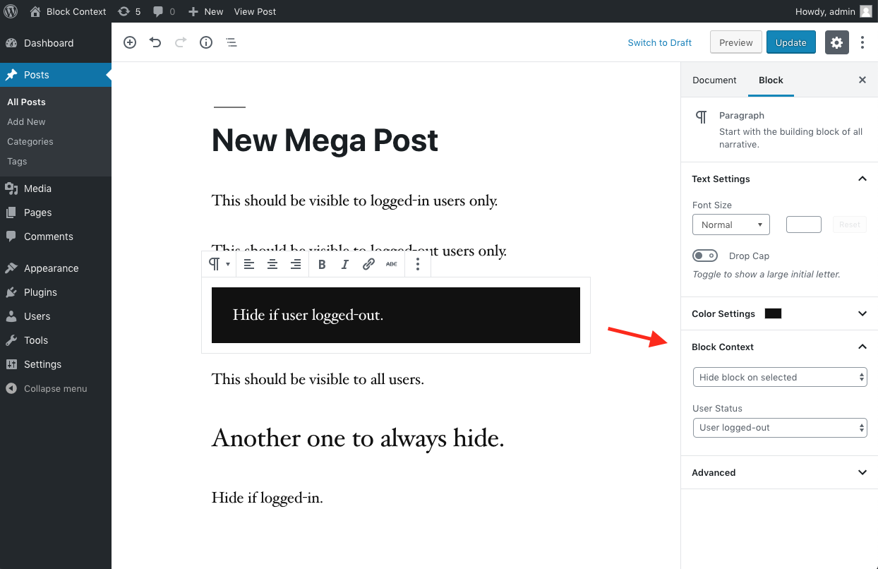 Block Context — Show And Hide Wordpress Gutenberg Blocks In Context